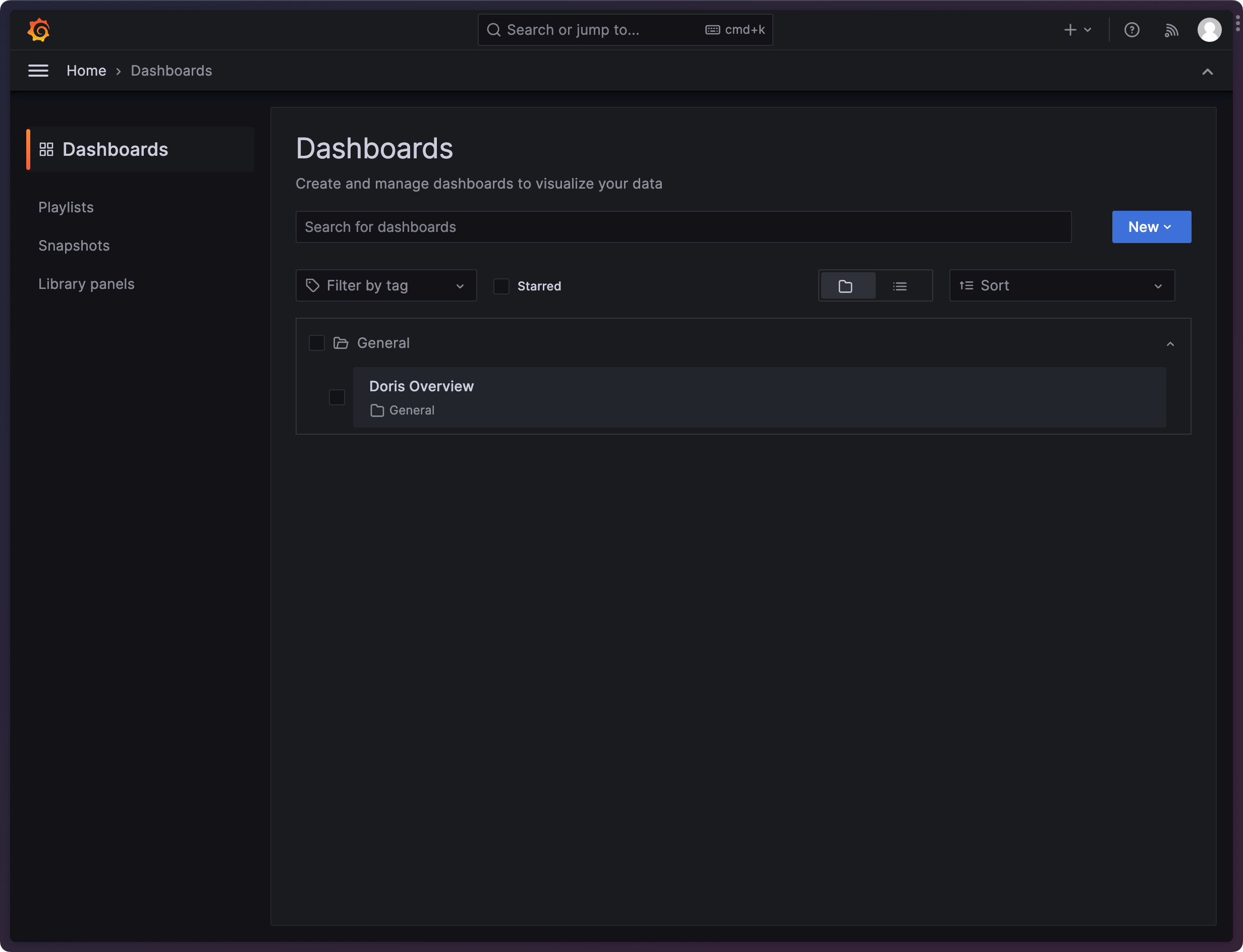 查看 Doris Grafana 仪表盘 | Doris Operator